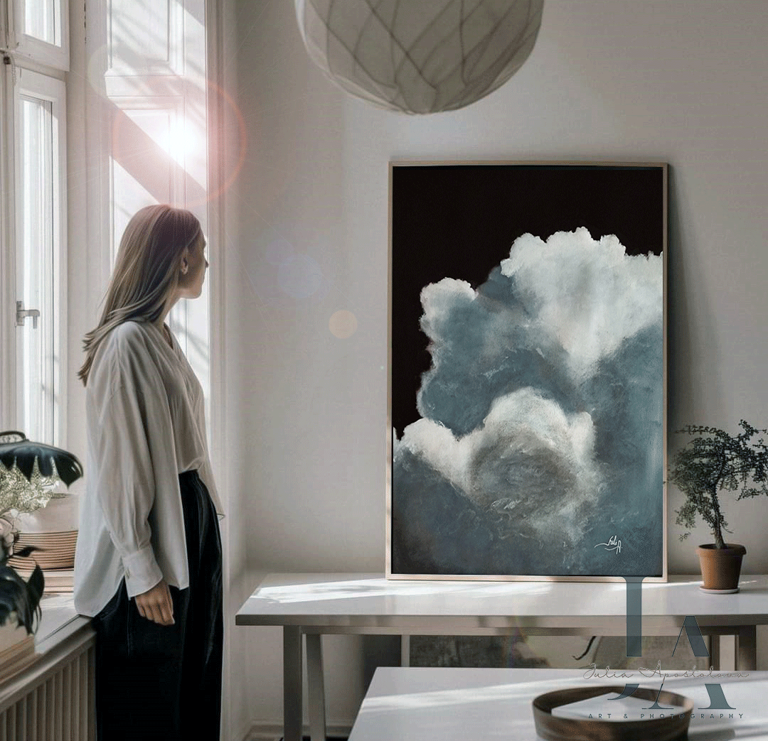 Original Cloud Wall Art Painting for Modern Wall Decor JuliaApostolova ...
